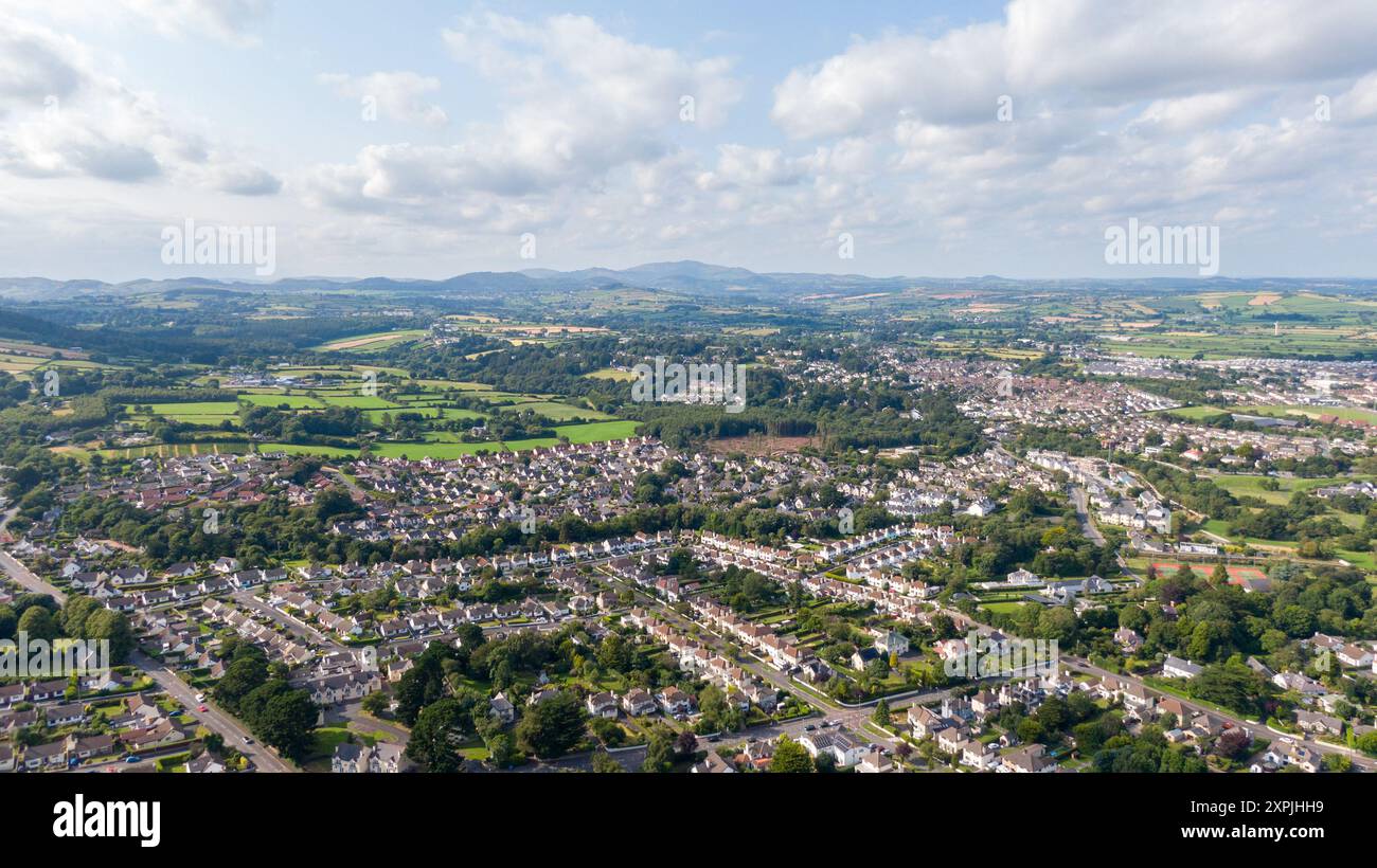 Aerial view on forest and mountains in Newcastle, Northern Ireland ...