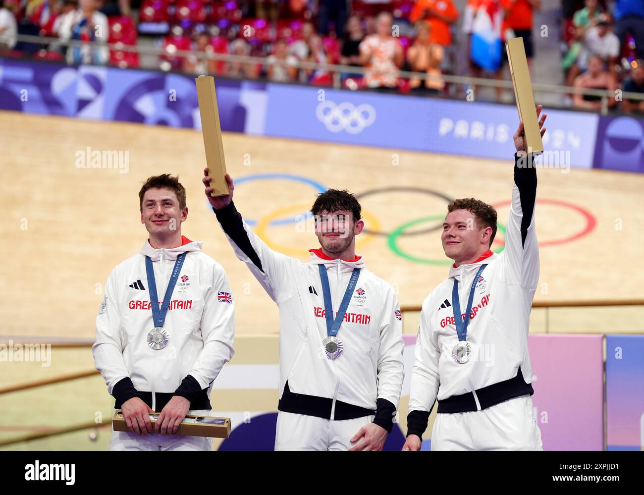 (L-R) Great Britain's Hamish Turnbull, Ed Lowe and Jack Carlin pose ...