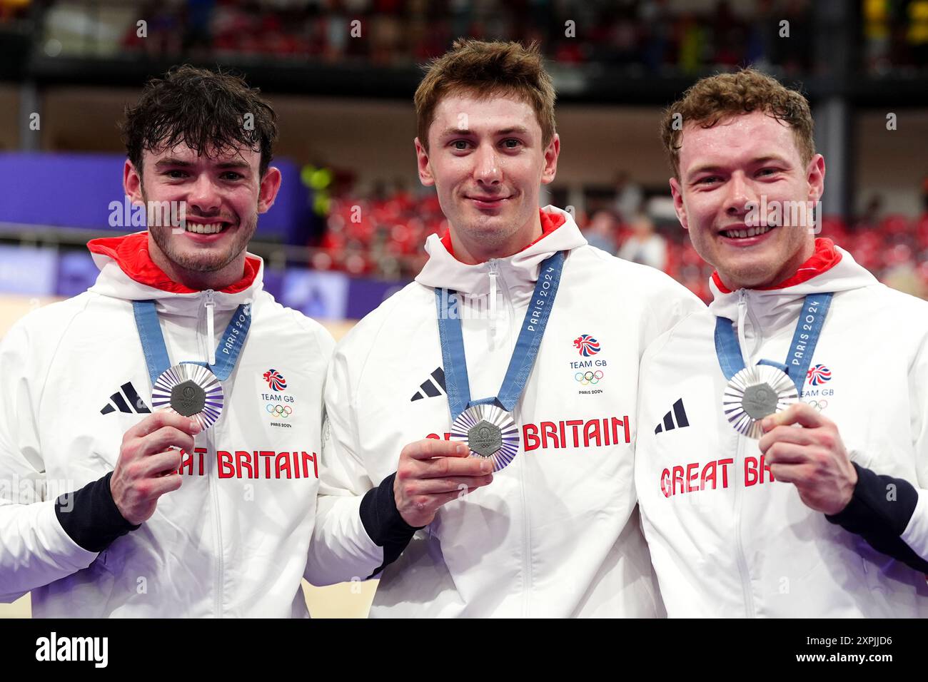 (L-R) Great Britain's Ed Lowe, Hamish Turnbull and Jack Carlin pose ...