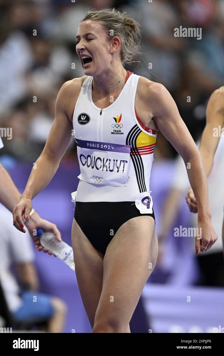 Paris, France. 06th Aug, 2024. Belgian athlete Paulien Couckuyt reacts ...