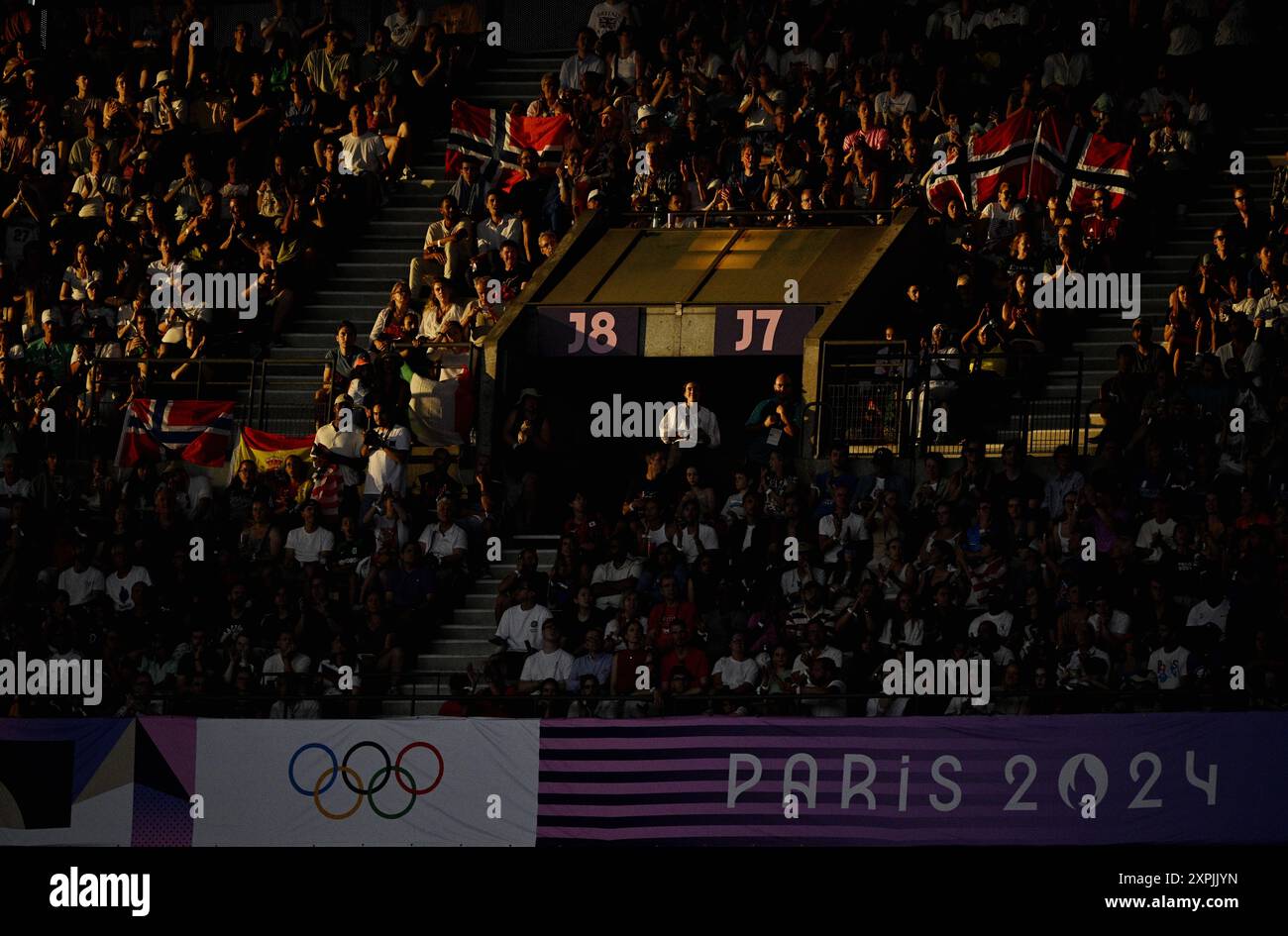 Paris, France. 06th Aug, 2024. Sunset on the stadium during the men's ...
