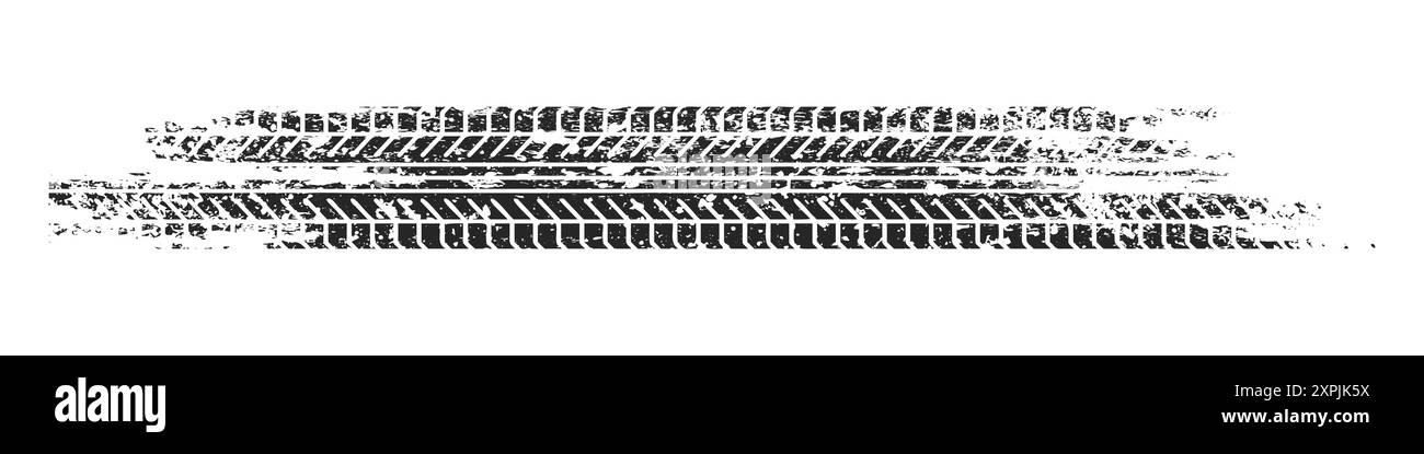 Grunge tire track, wheel braking marks. Truck, car or motorcycle tread ...