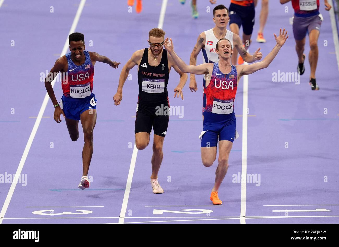 USA's Cole Hocker celebrates winning the Men's 1500m Final as Great ...