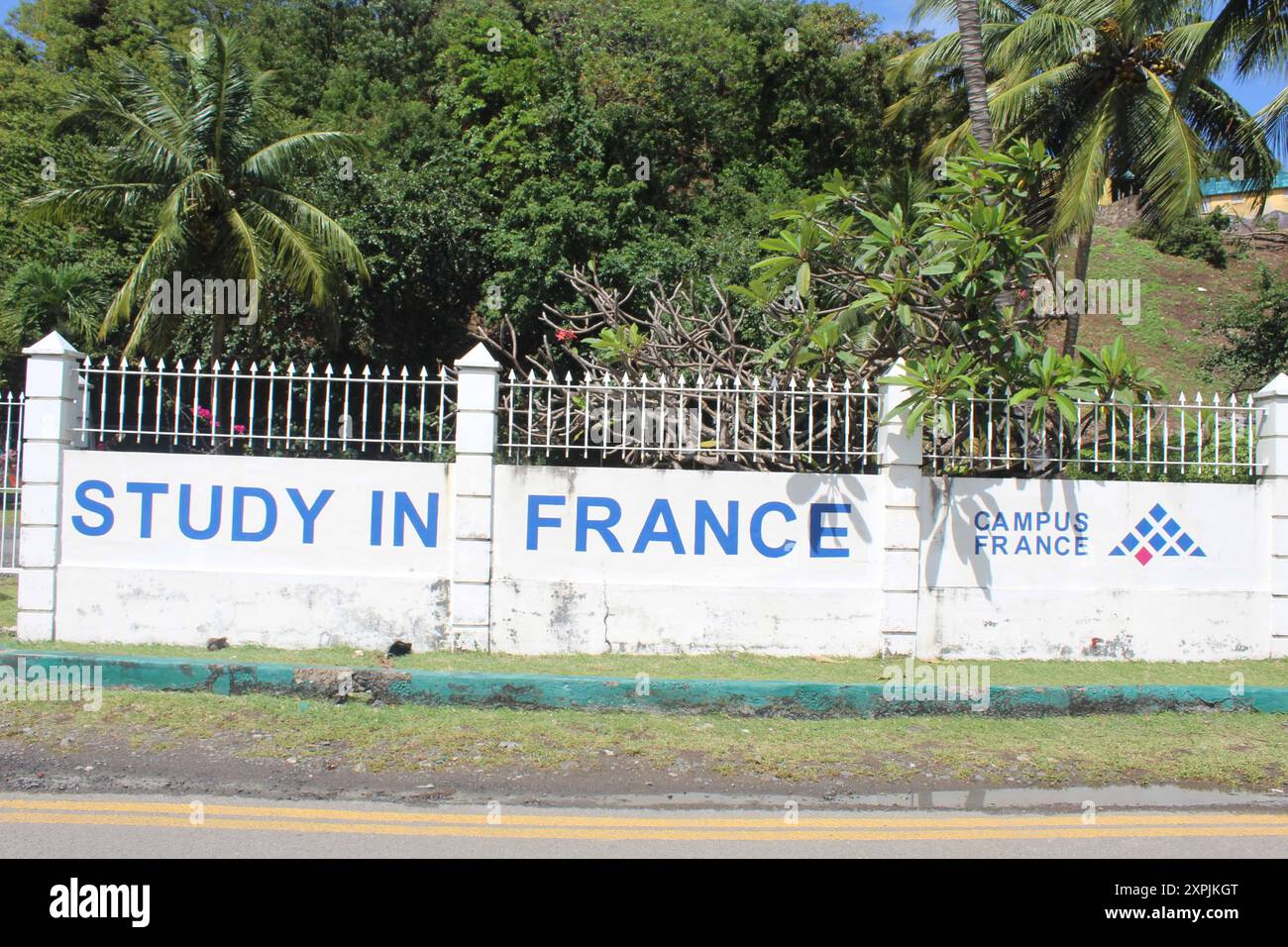 Study in France Campus France with logo painted on a wall at Castries ...