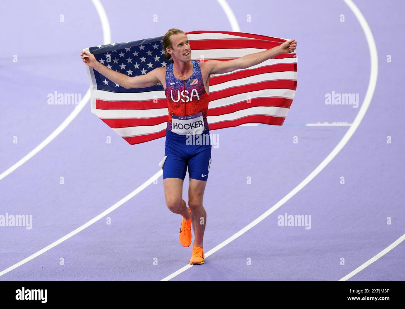 USA's Cole Hocker celebrates winning the Men's 1500m Final at the Stade ...