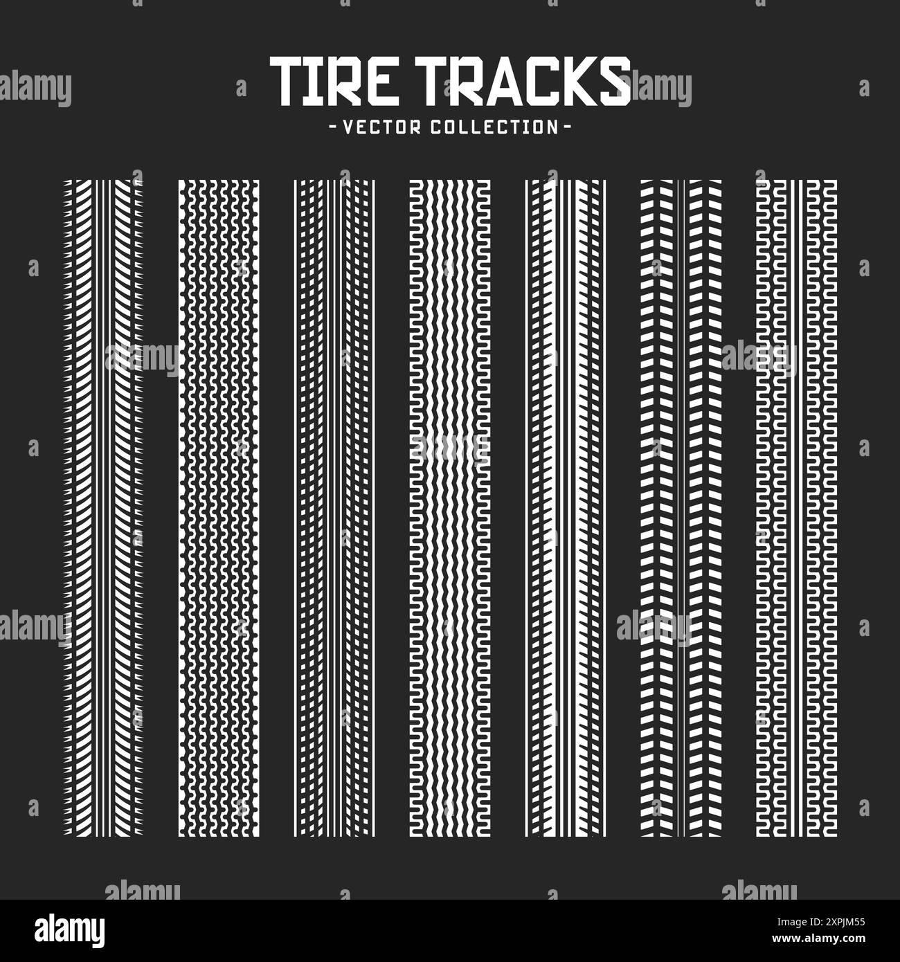 Tire tracks, wheel braking marks. Truck, car or motorcycle tread ...