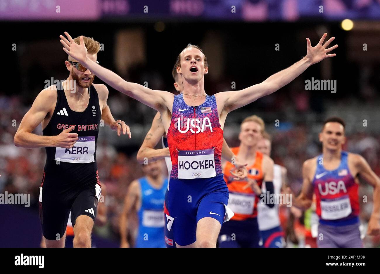 USA's Cole Hocker celebrates winning the Men's 1500m Final ahead of ...