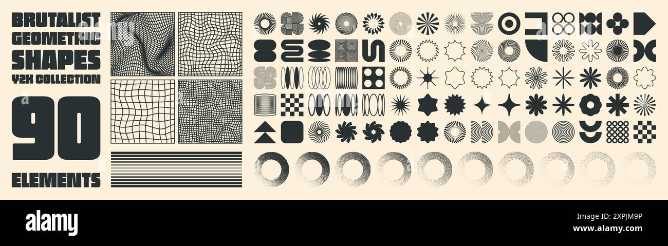 Brutalist geometric shapes, modern symbols. Groovy checkered pattern ...