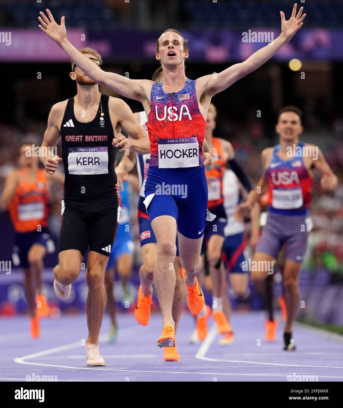 USA's Cole Hocker celebrates winning the Men's 1500m Final ahead of ...