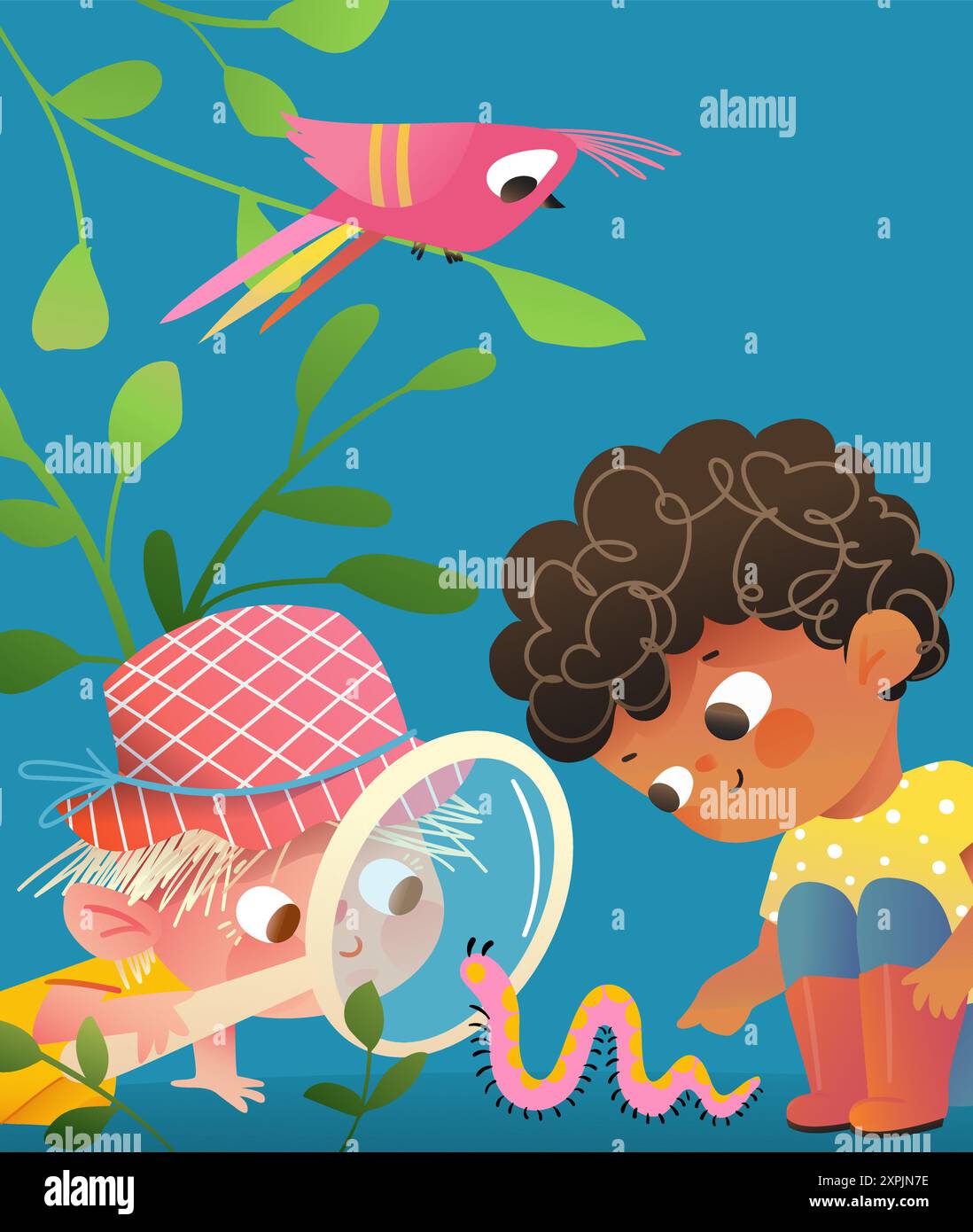 Curious Girls Study Insect and Explore Nature Stock Vector Image & Art ...