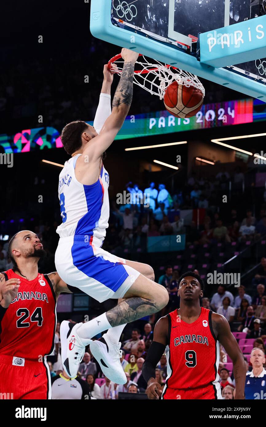 Paris, France, 6 August, 2024. Isaia Cordinier of Team France slam ...