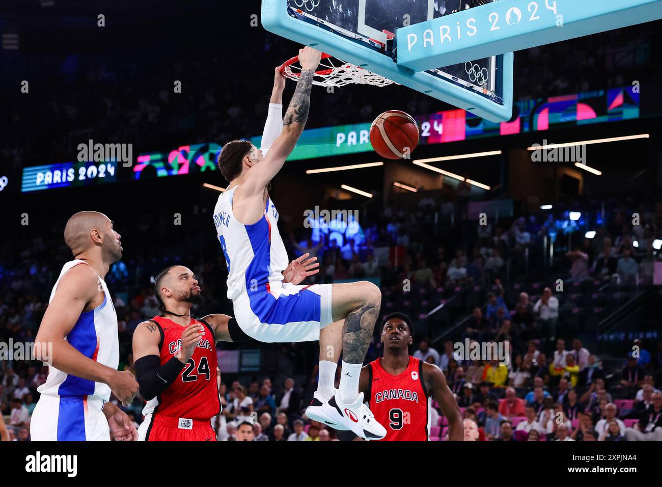 Paris, France, 6 August, 2024. Isaia Cordinier of Team France slam ...