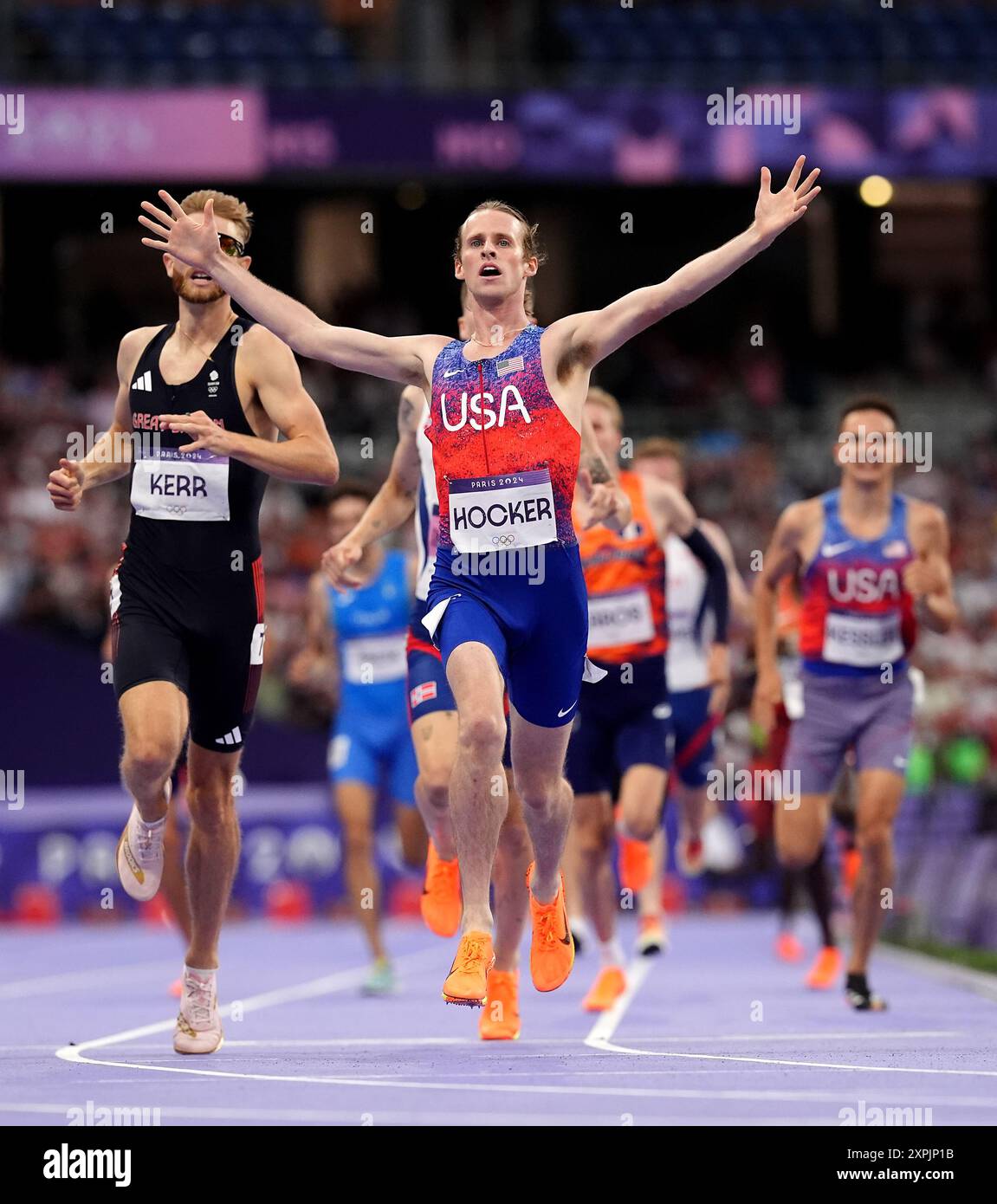 USA's Cole Hocker celebrates winning the Men's 1500m Final ahead of ...