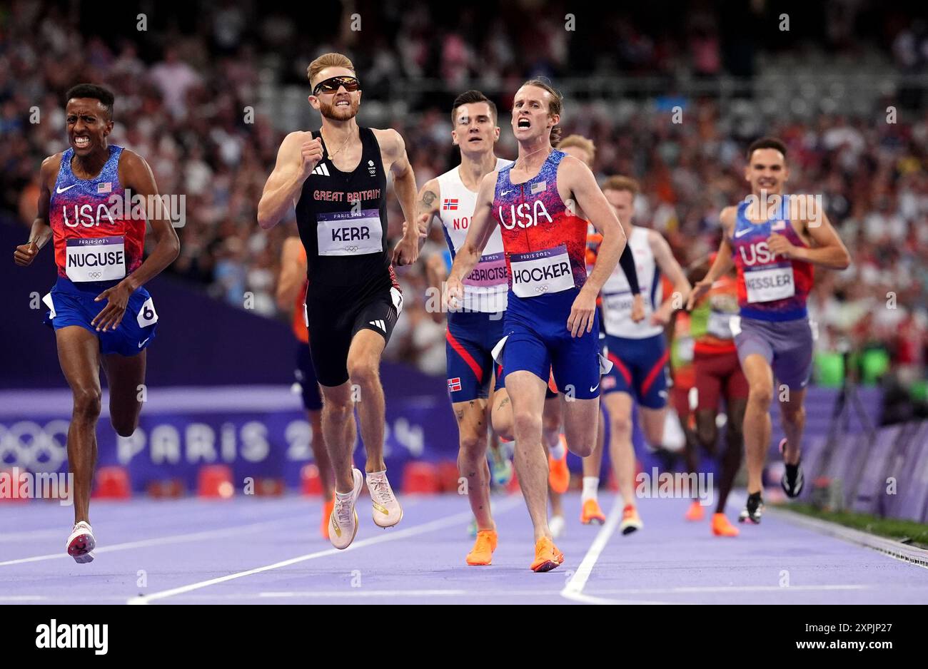 USA's Cole Hocker celebrates winning the Men's 1500m Final ahead of ...