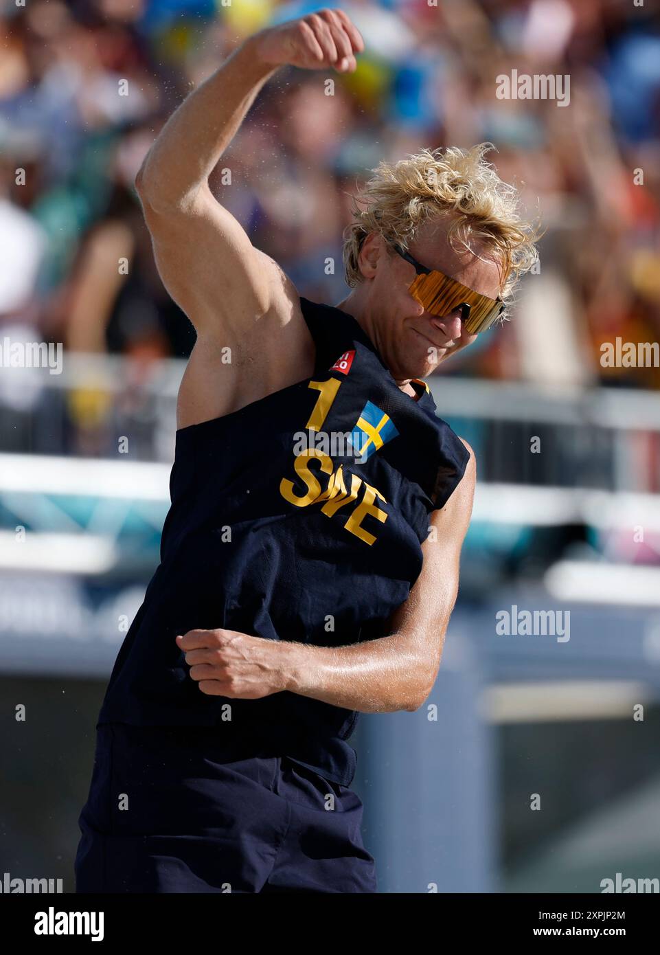Paris, France. 6th Aug, 2024. David Ahman of Sweden celebrates victory ...