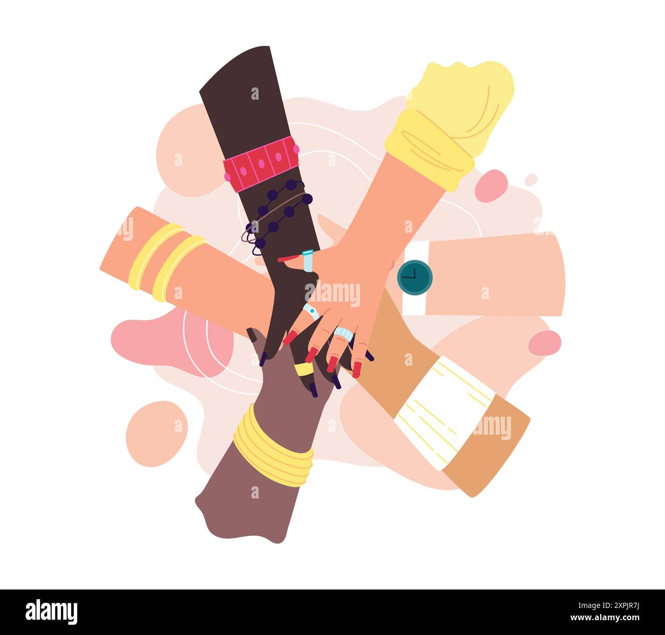 Multicultural hands support each other. lovers meeting, partnership ...