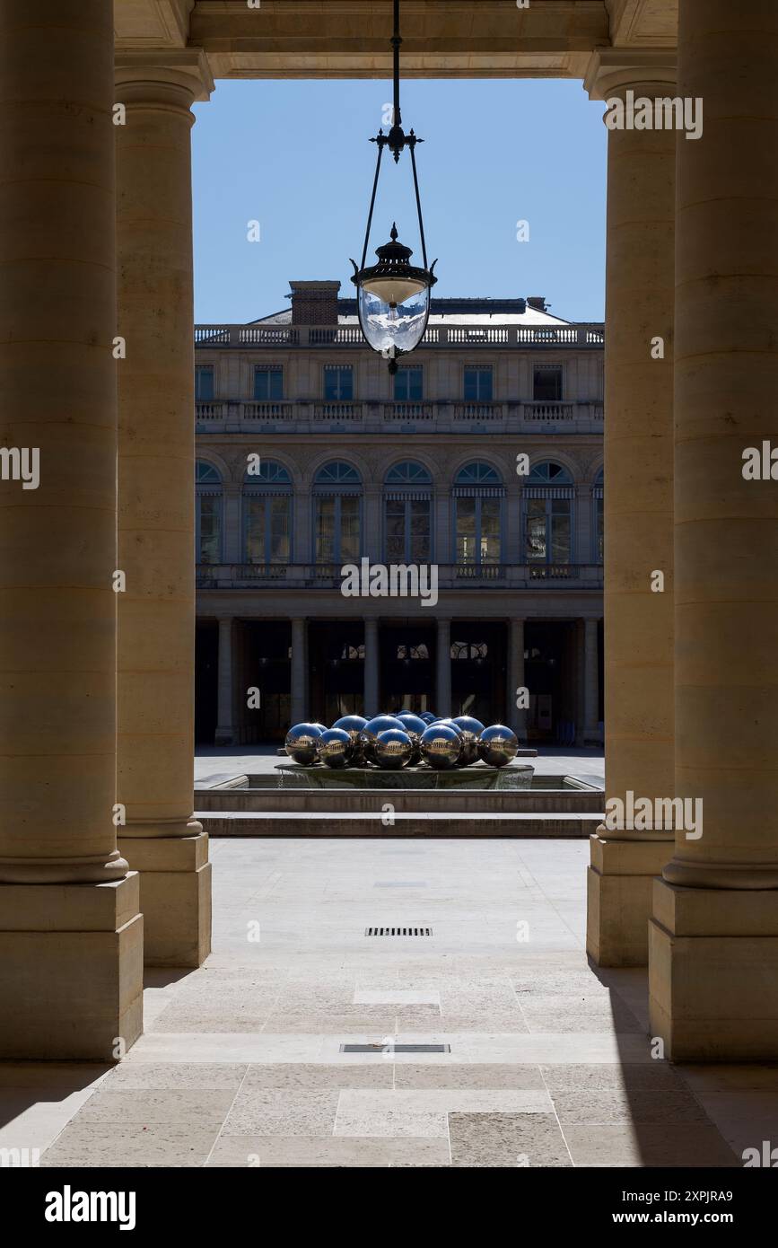 Paris, France 08.05.2024 View on the fountain of Pol Bury through the ...
