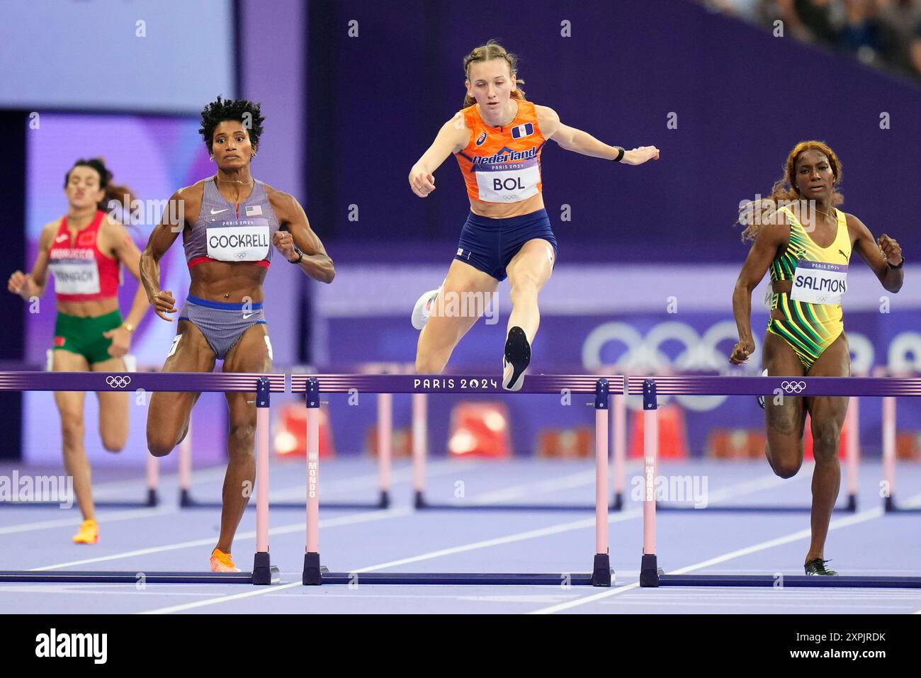 Femke Bol, of the Netherlands, competes in the women's 400-meters ...