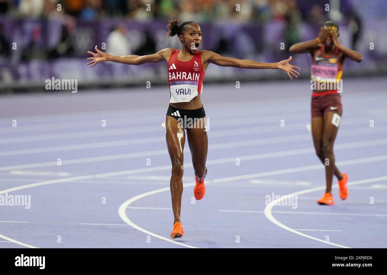 Paris, France. 06th Aug, 2024. Winfred Yavi of Bahrain crosses the ...