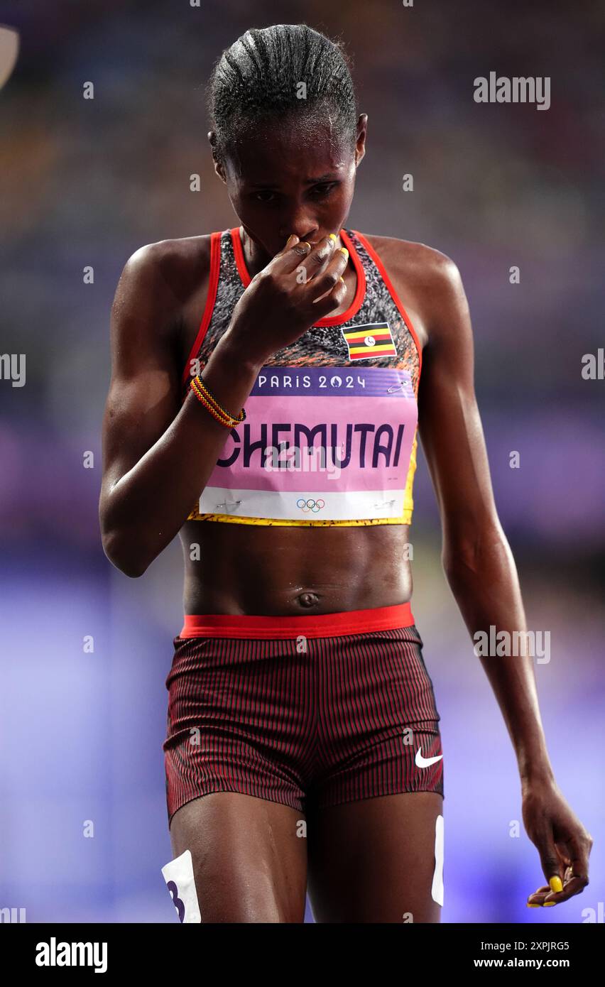 Uganda's Peruth Chemutai reacts after the Women's 3000m Steeplechase ...