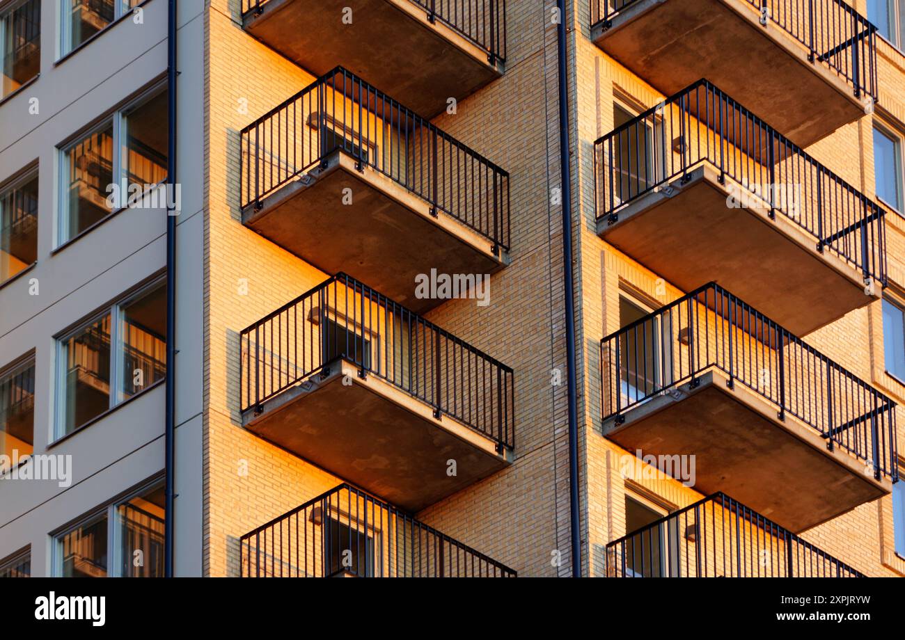 Balconies in apartment residential building Stock Photo - Alamy