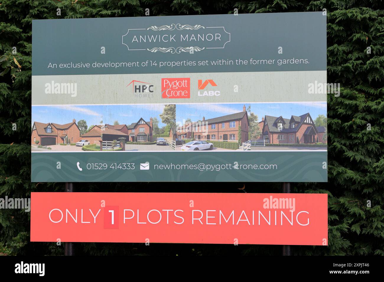 Property development sign with only one plot remaining in Anwick ...