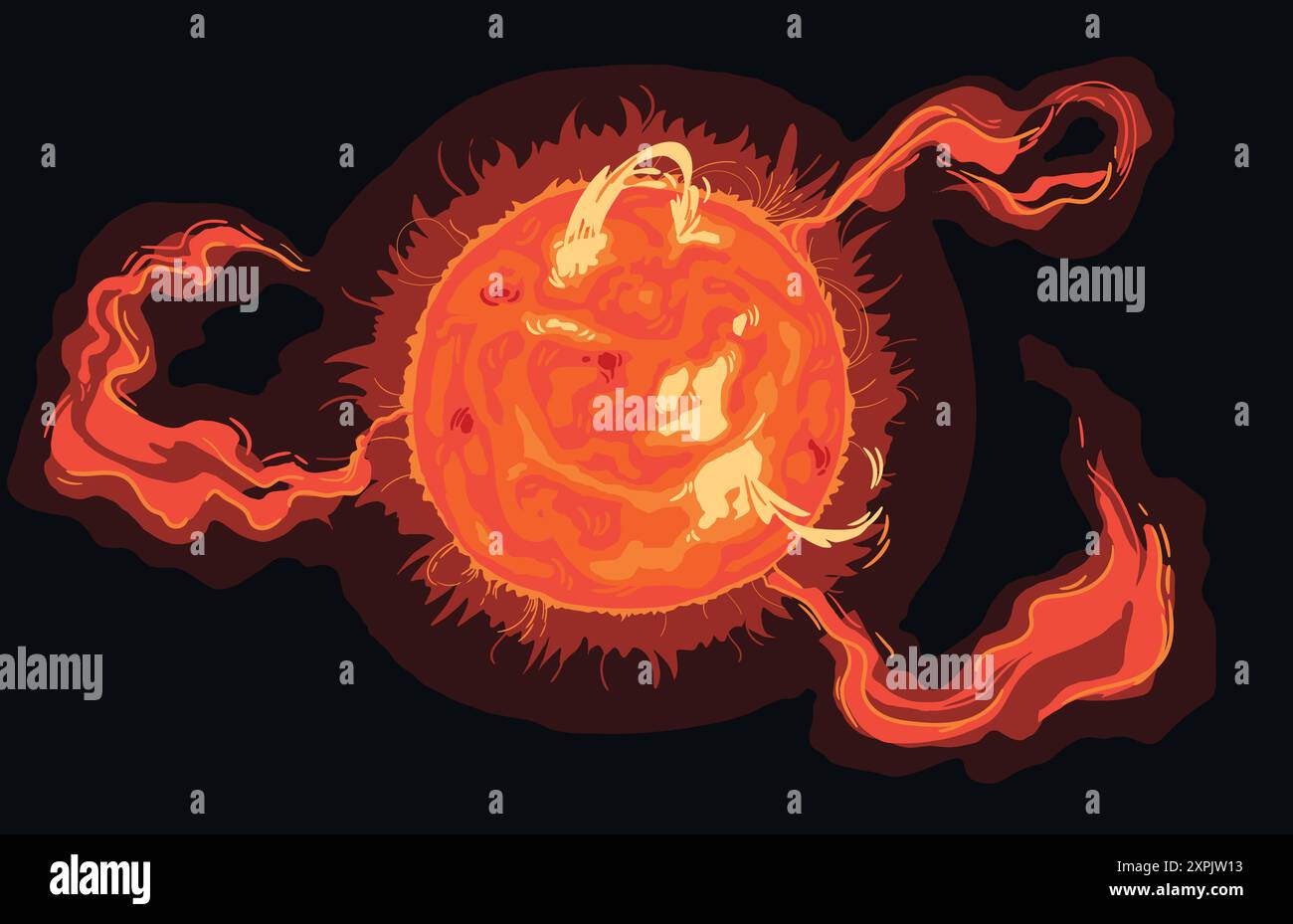 Magnetic storm on the surface of the sun with plasma and prominences ...