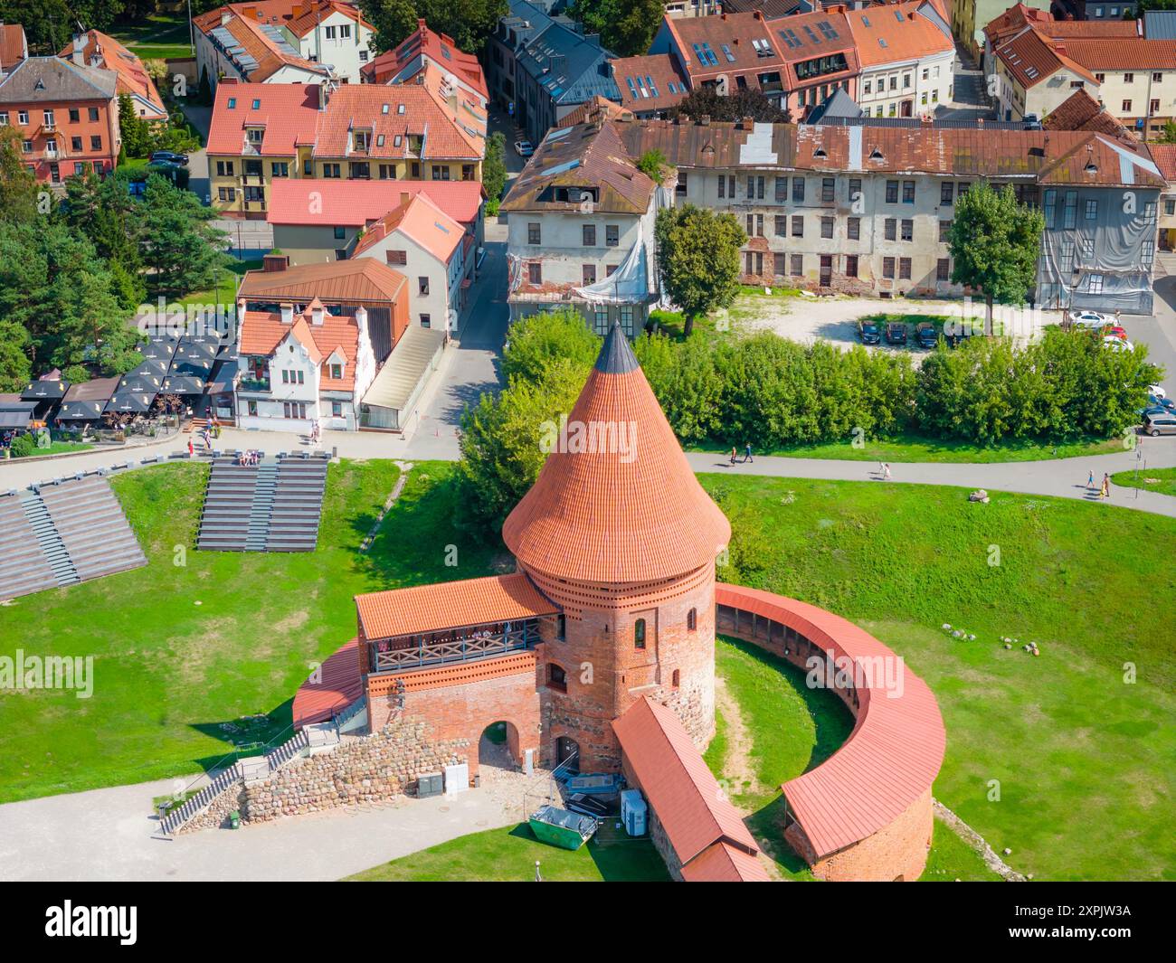 Kaunas castle in old town, Lithuania. Panoramic drone aerial view photo ...