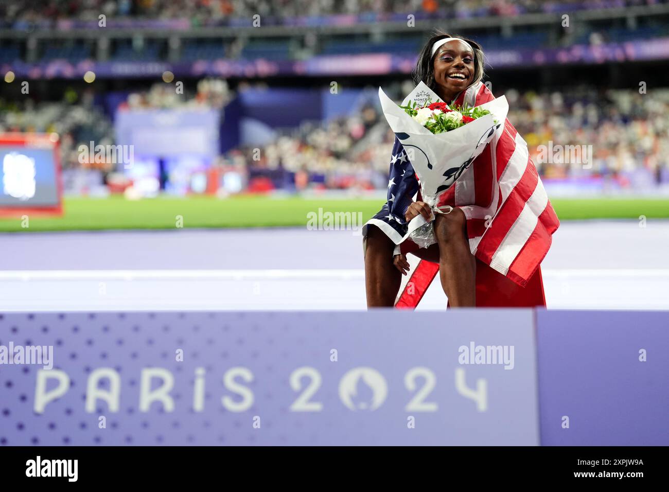 USA's Brittany Brown following the Women's 200m Final at the Stade de ...