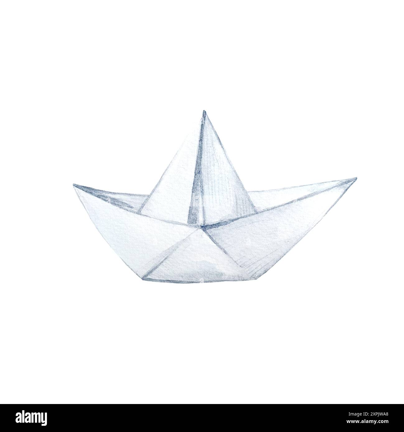 Paper boat watercolor hand drawn illustration. Single object isolated ...