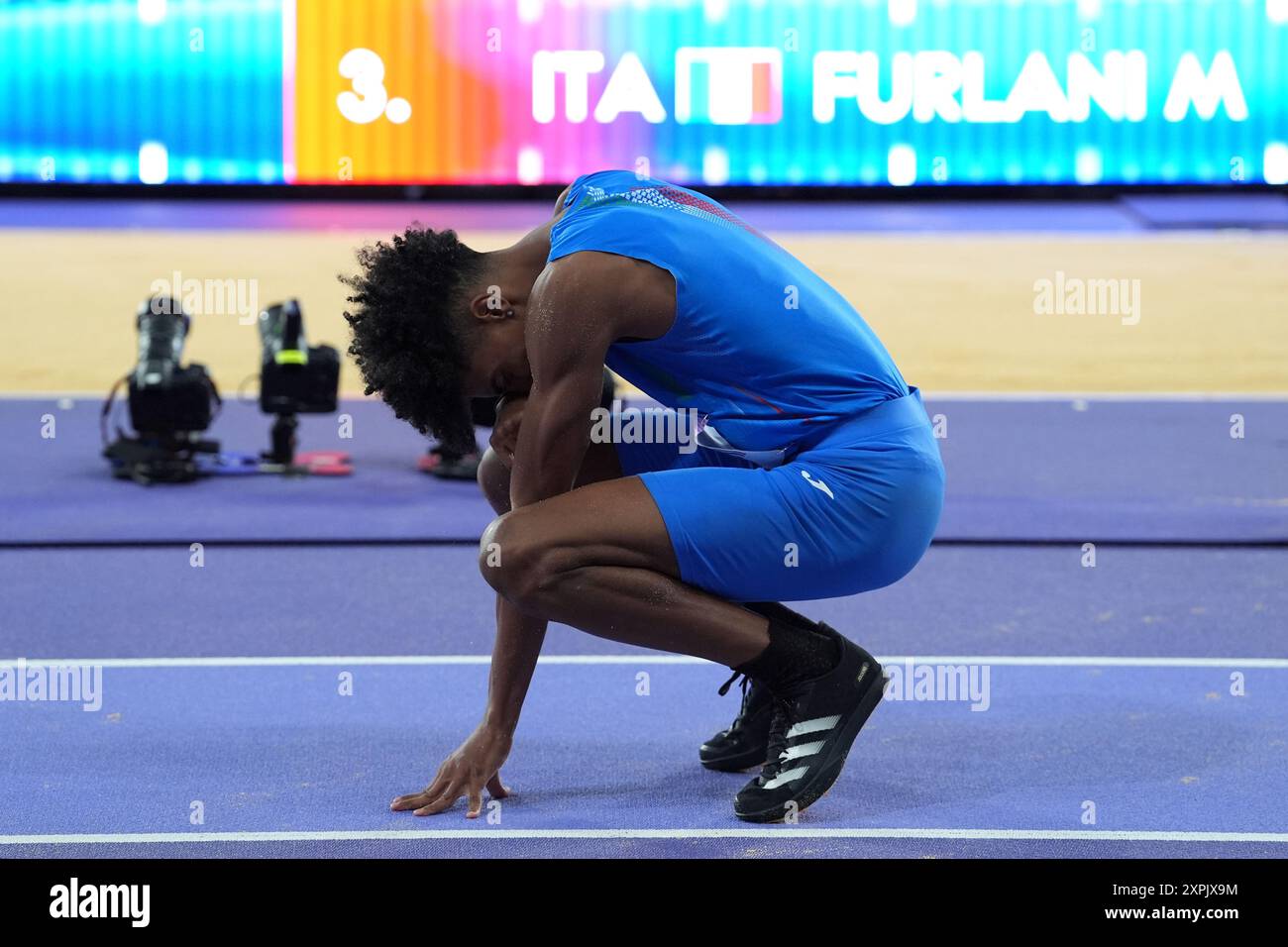 Mattia Furlani, of Italy, bronze medal in the men's long jump final at ...