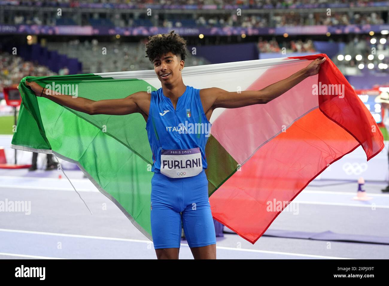 Mattia Furlani, of Italy, bronze medal in the men's long jump final at ...