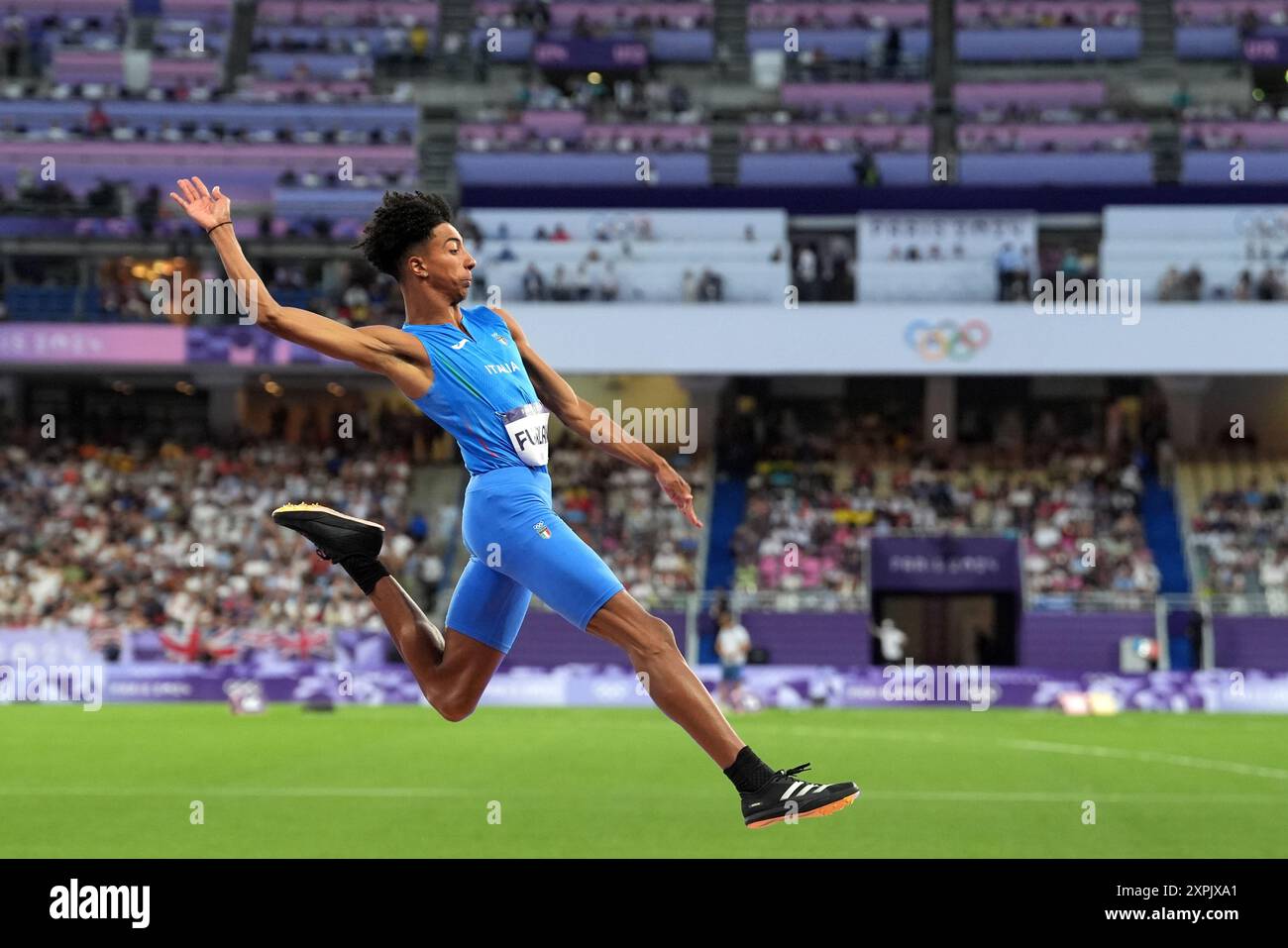 Mattia Furlani, of Italy, bronze medal in the men's long jump final at ...