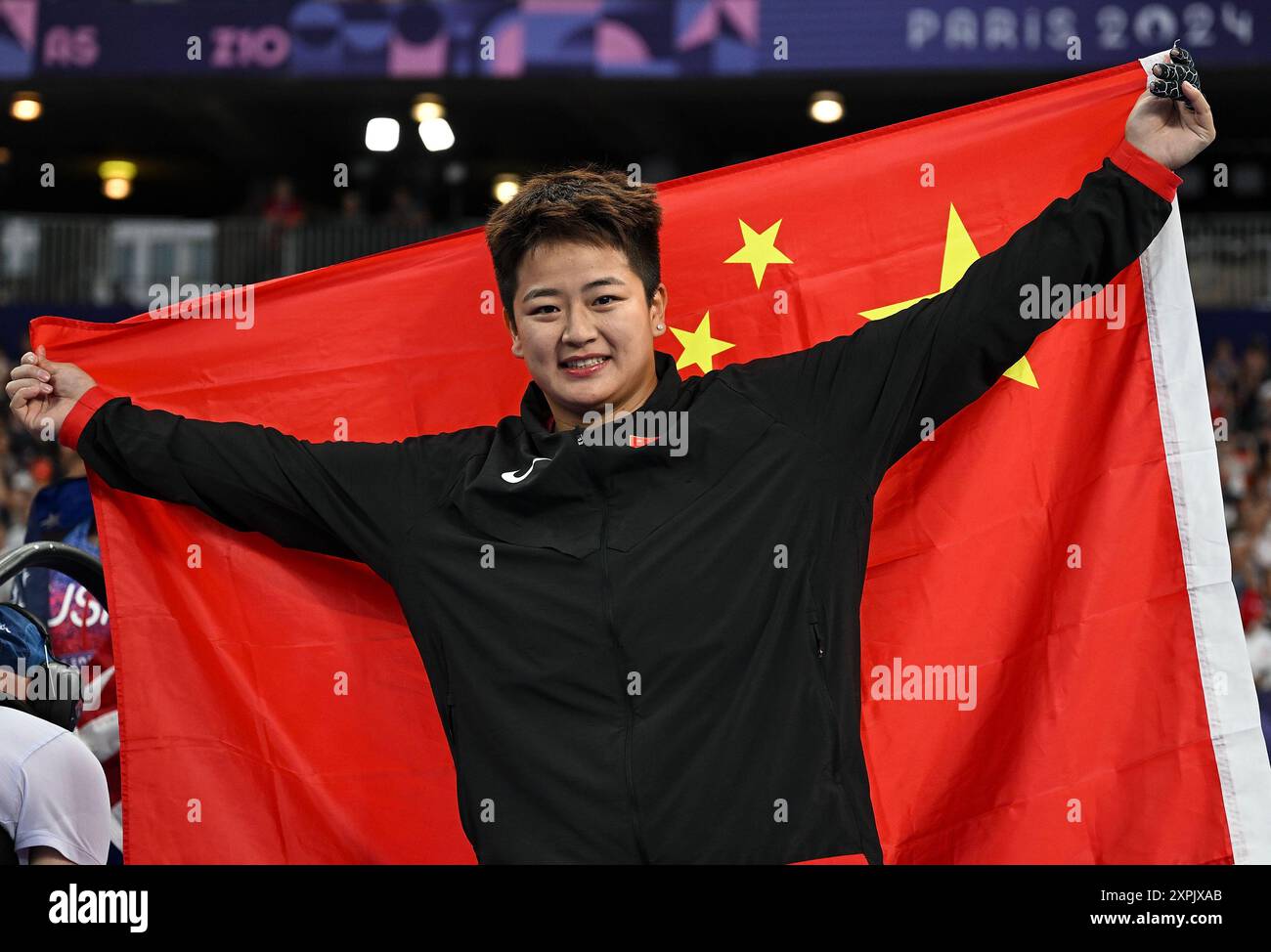 Paris, France. 6th Aug, 2024. Zhao Jie of China celebrates after the ...