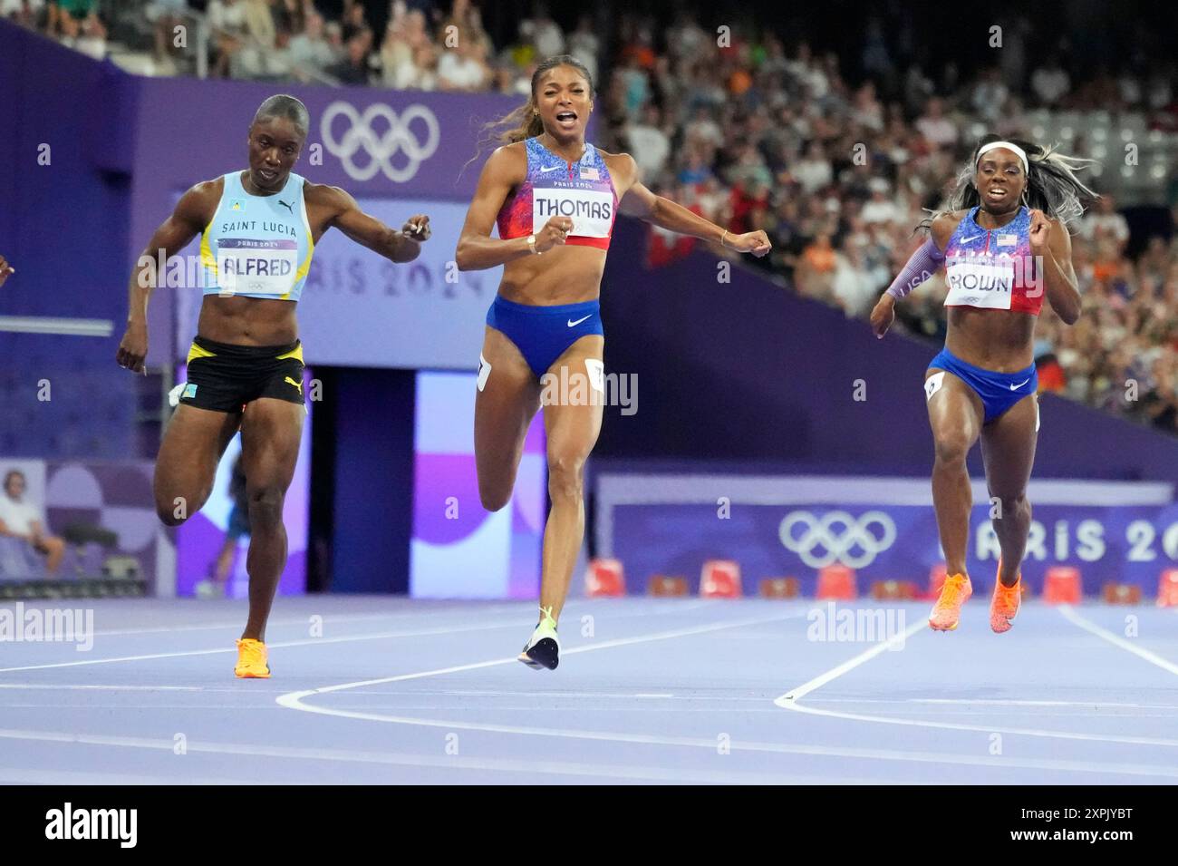 Paris, France. 06th Aug, 2024. Gabriella Thomas of the U.S. crosses the ...