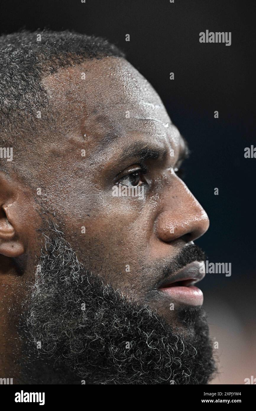 Paris, France. 06th Aug, 2024. Lebron James during the basketball match ...