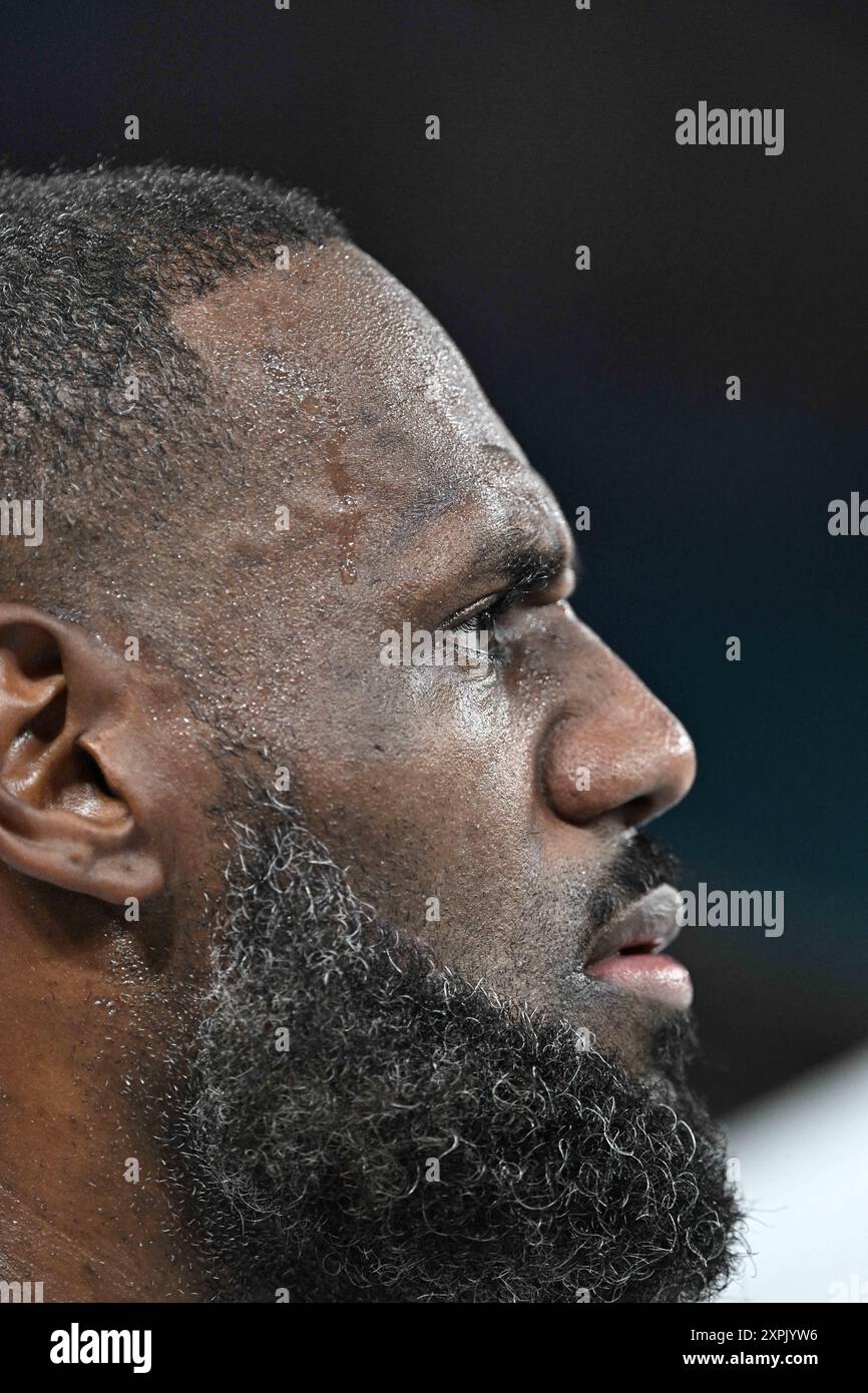 Paris, France. 06th Aug, 2024. Lebron James during the basketball match ...