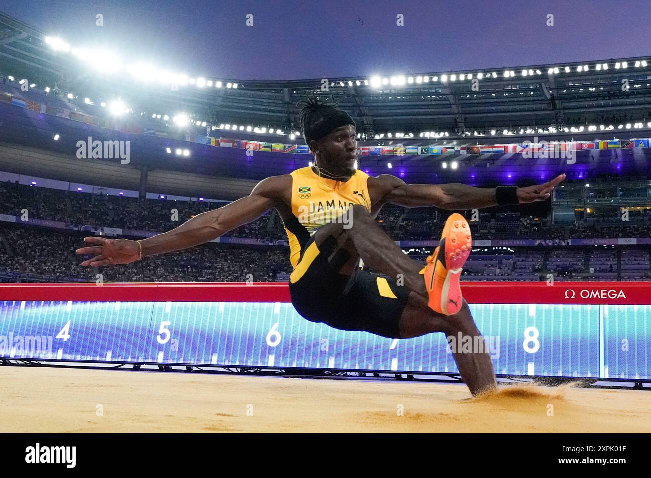 Wayne Pinnock, of Jamaica, competes during during the men's long jump ...