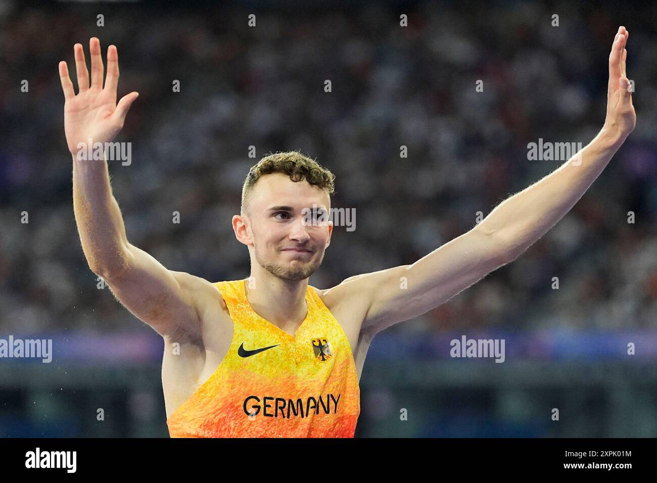 Simon Batz, of Germany, competes during the men's long jump final at ...