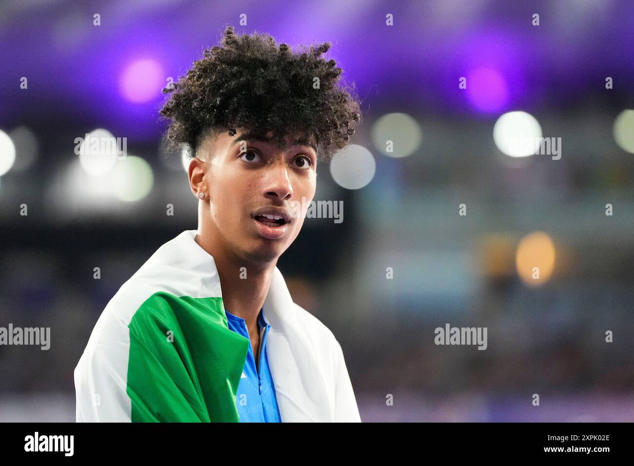 Mattia Furlani, of Italy, competes during the men's long jump final at ...