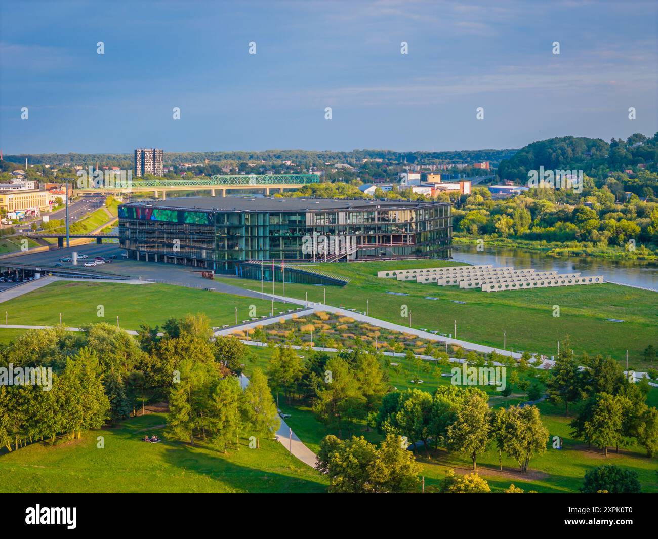 Zalgiris arena, Kaunas. Aerial drone view photo. The biggest indoor ...