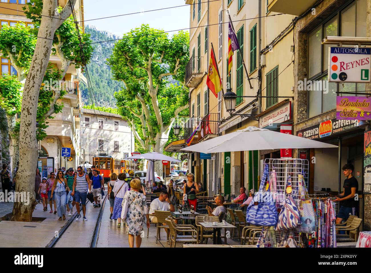 Solera, Spain - May 24, 2024: A vintage tram runs through the historic ...