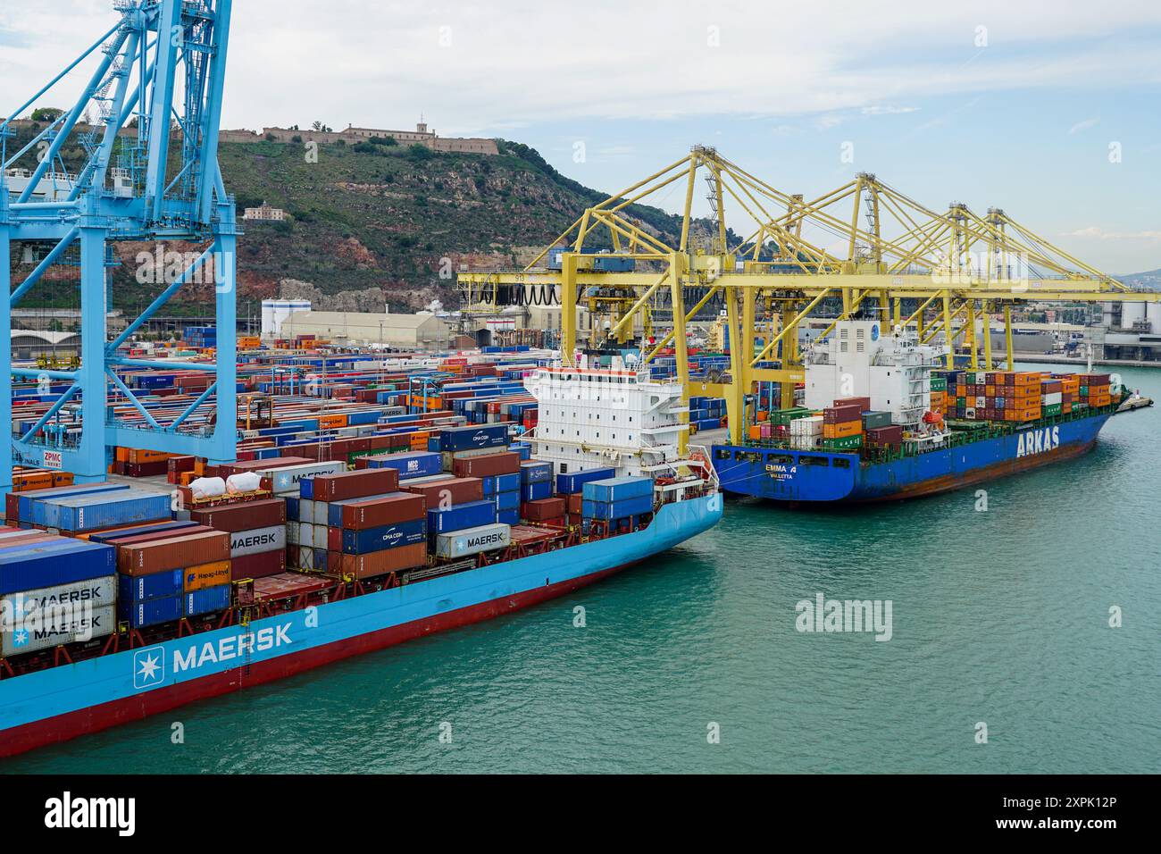 Barcelona, Spain- May 25, 2024: large loaded container cargo ships EMMA ...