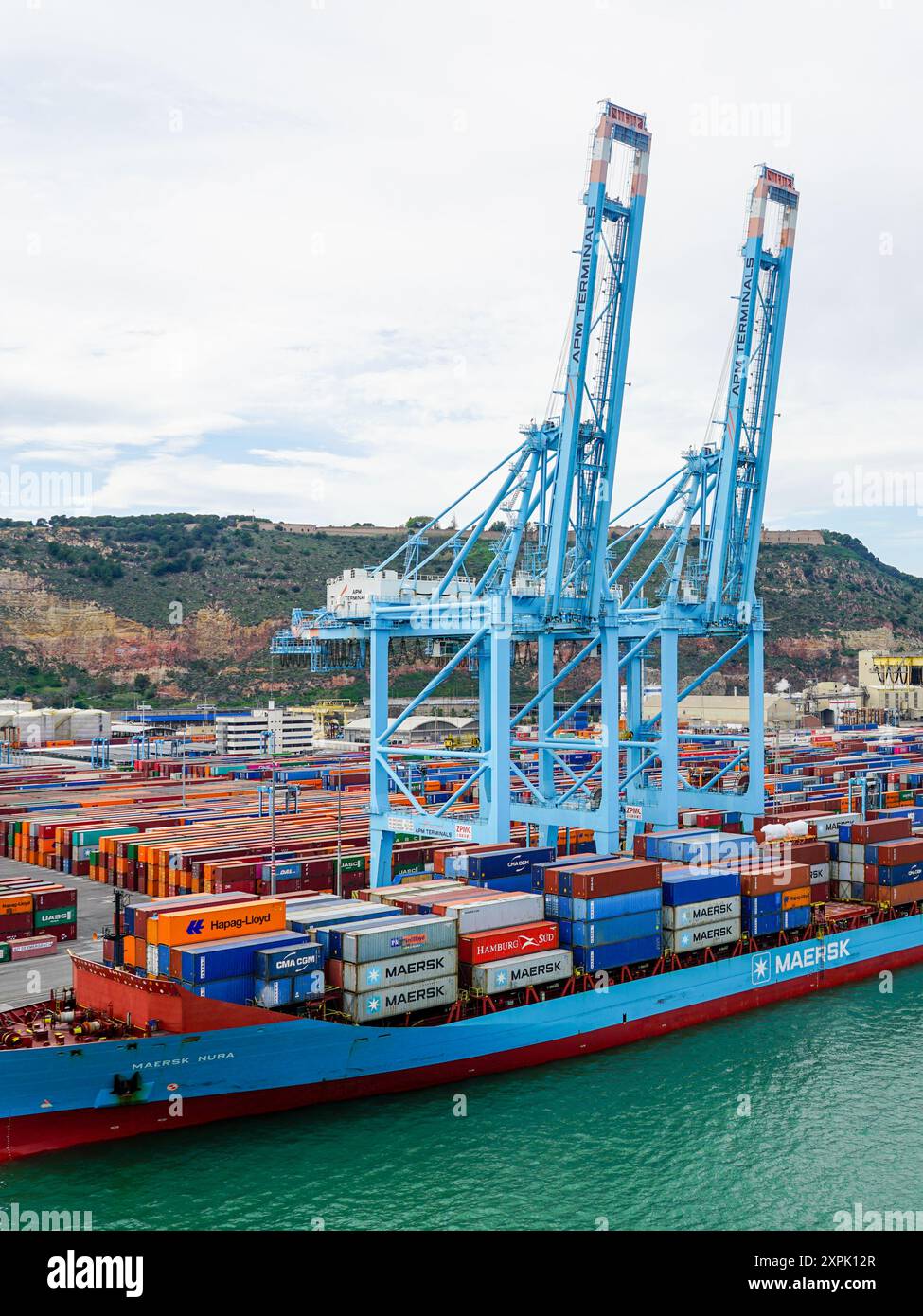Barcelona, Spain- May 25, 2024: large loaded container cargo ship ...