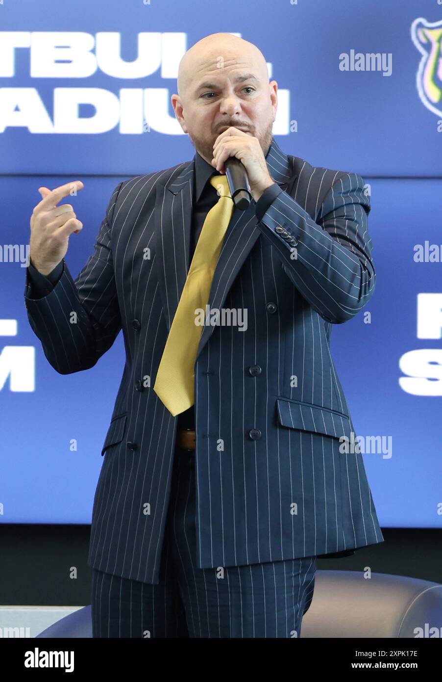 Miami, United States Of America. 06th Aug, 2024. Pitbull speaks during ...