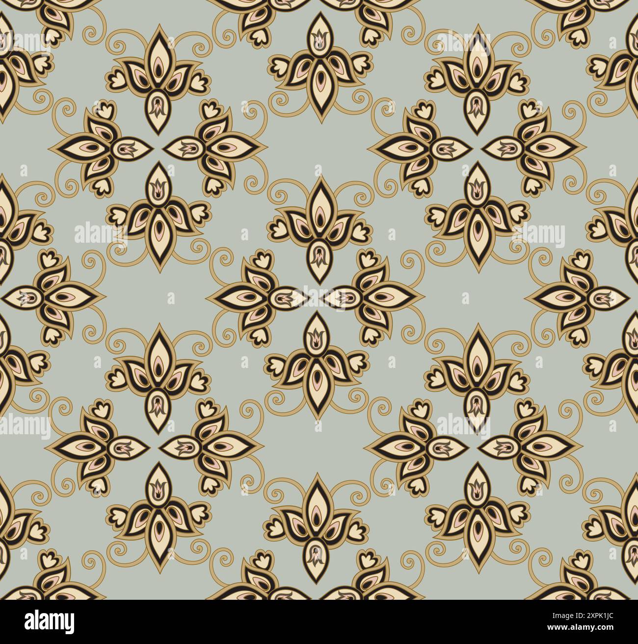 Arabesque floral seamless pattern. Flourish ornamental texture in ...