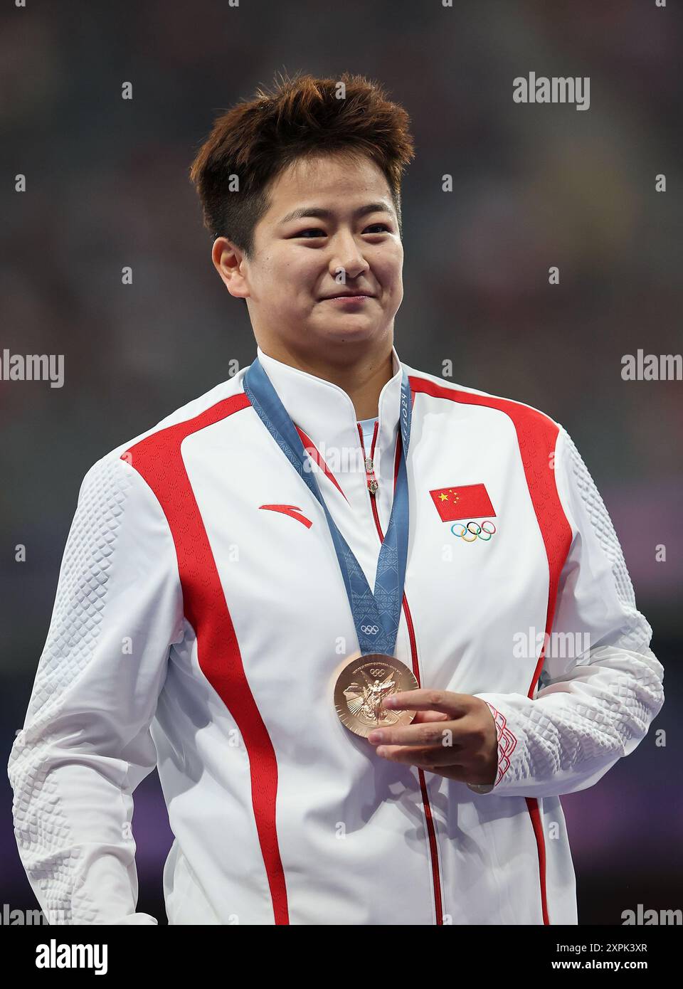 Paris, France. 6th Aug, 2024. Bronze medalist Zhao Jie of China reacts during the victory ...