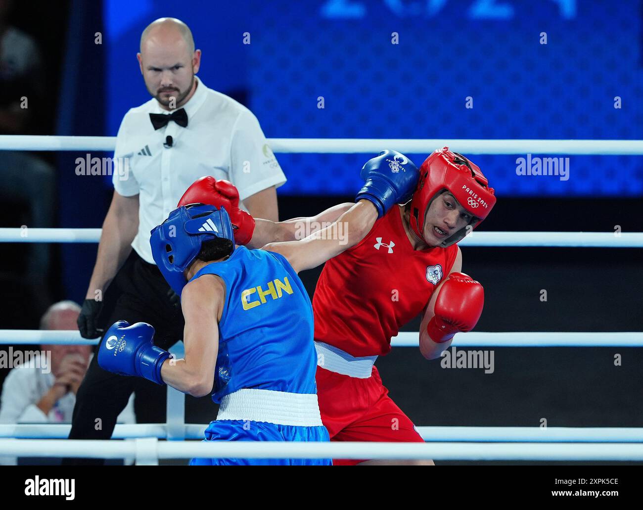 Chinese Taipei’s Nien Chin Chen (left) in action against China’s Liu ...