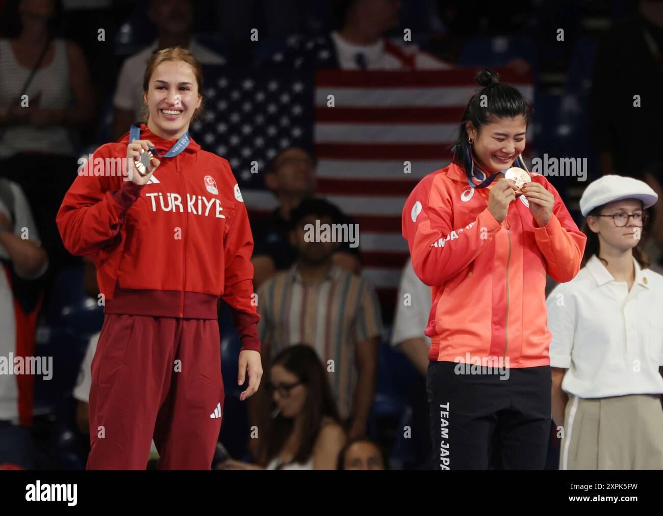 Türkiye's CAVUSOGLU TOSUN Buse and Japan's OZAKI Nonoka, bronze, attend ...