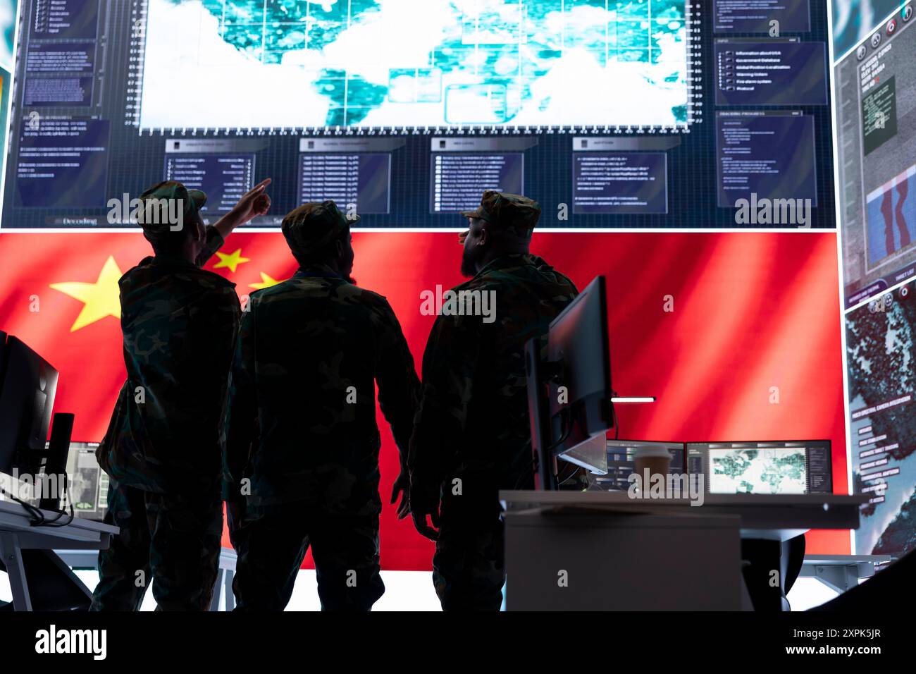 Military intelligence officers from China analyze surveillance data on ...